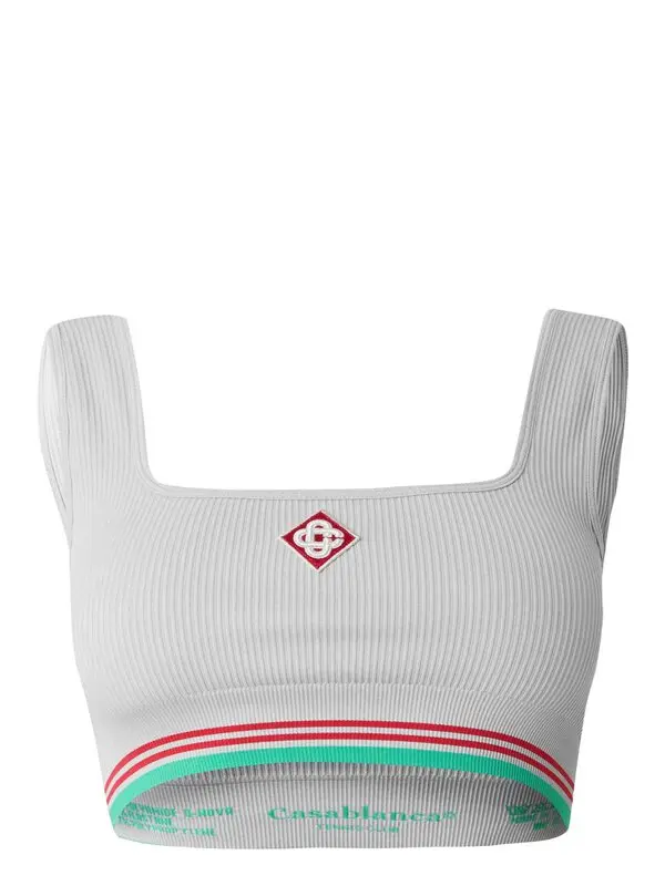 Casablanca Seamless Logo Cropped Tank Top - Grey
