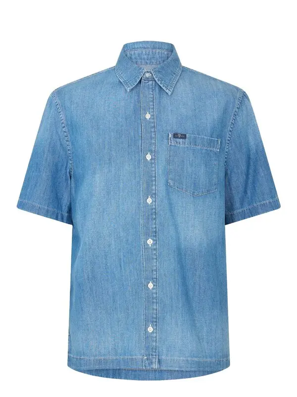 7 For All Mankind Button-down Denim Shirt - Blue