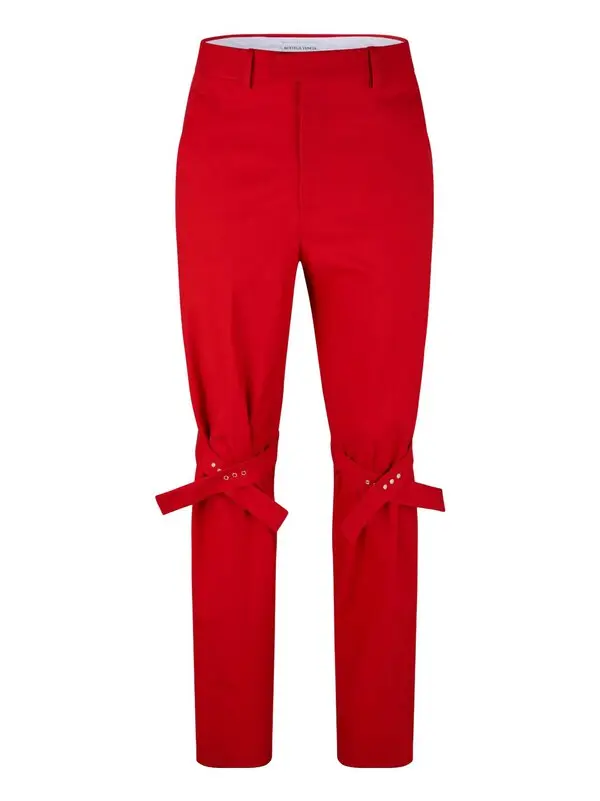 Bottega Veneta Straight-leg Trousers With Tie Detail - Red