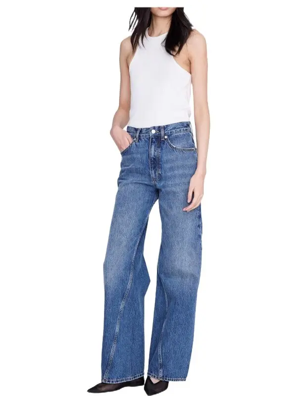 ANINE BING Brie Jean Straight Leg Jeans - Blue