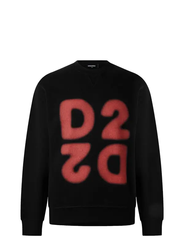 Dsquared2 Crew Neck Long Sleeve Sweatshirt With Gradient Graphic Print - Black