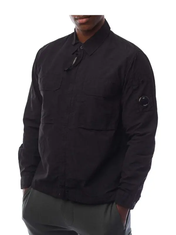C.P. COMPANY Flatt Nylon Lens Overshirt - Black