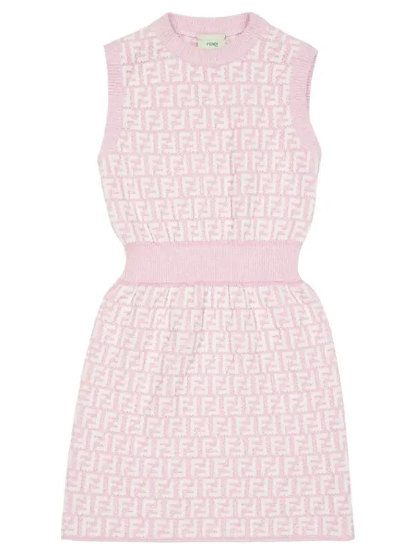 Fendi Knitted Ff Print Sleeveless Dress - Pink