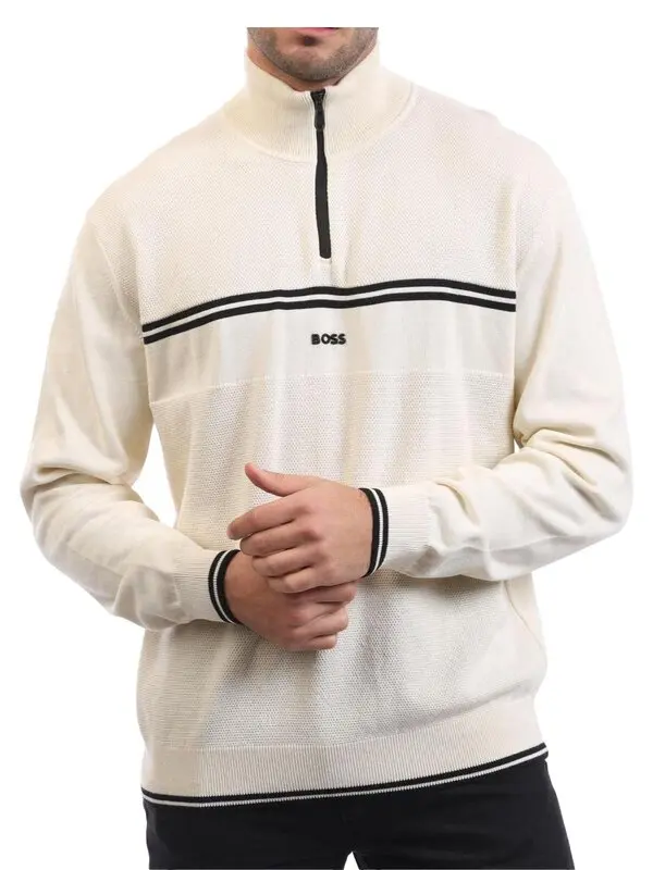 Hugo Boss K Zone Quarter-zip Sweater - White