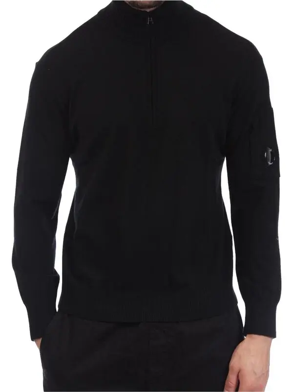 C.P. COMPANY Extra Fine Merino Wool Half-zip Sweater - Black