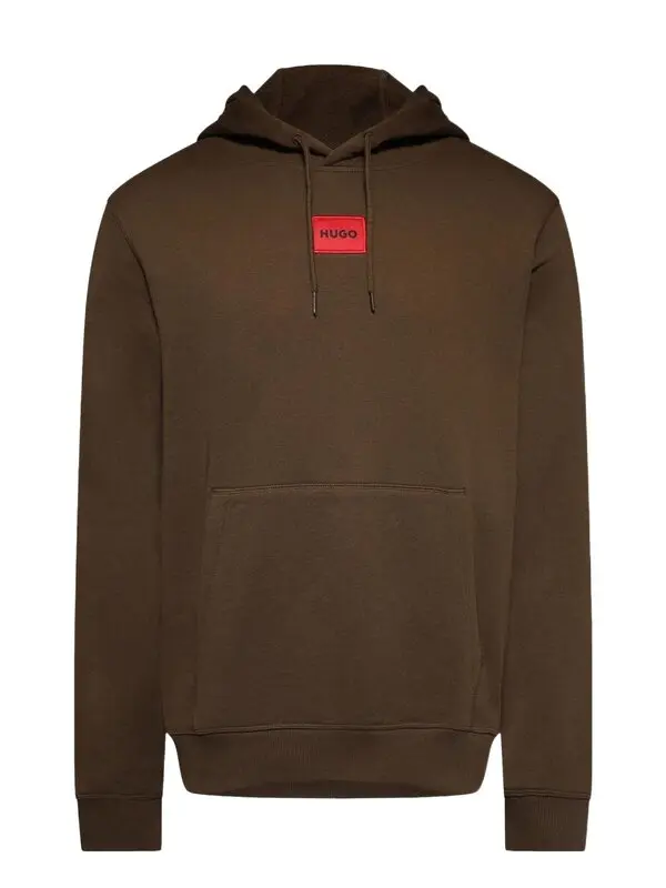 Hugo Boss Daratschi Cotton Terry Hoodie With Logo Label - Brown
