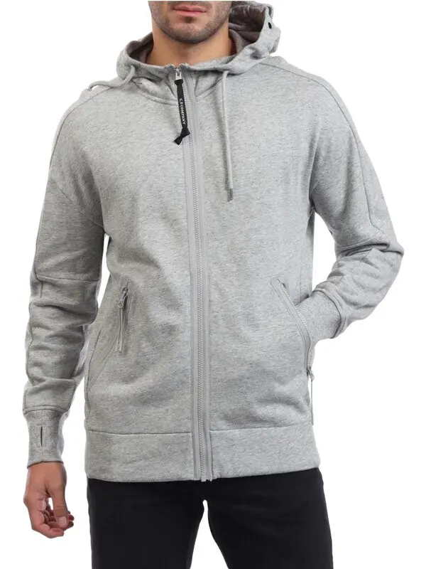 C.P. COMPANY Diagonal Raised Fleece Goggle Zip Hoodie - Gray