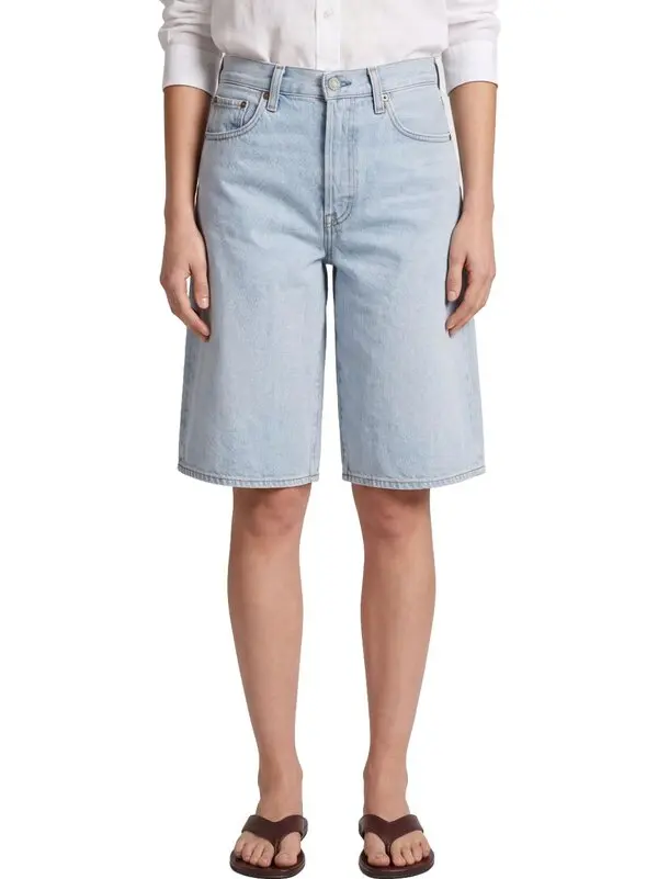 AGOLDE High-waisted Knee-length Shorts In Recycled Cotton - Denim