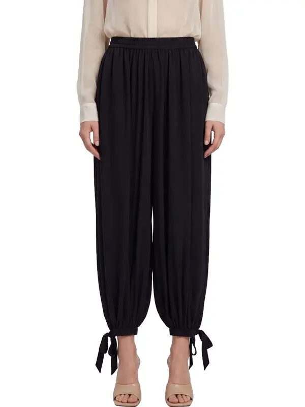 Chloé Gathered Pants With Tie Detail - Black