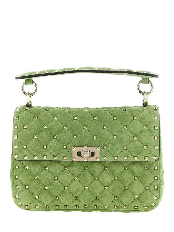 Valentino Garavani Rockstud Leather Handbag With Studs And Chain Strap - Mint