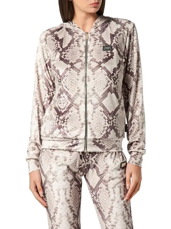 Philipp Plein Snake Print Hoodie - Beige