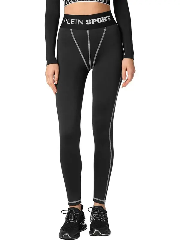 PLEIN SPORT Leggings With Contrast Stitching - Black