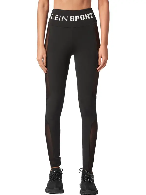 PLEIN SPORT Mesh Panel Leggings - Black