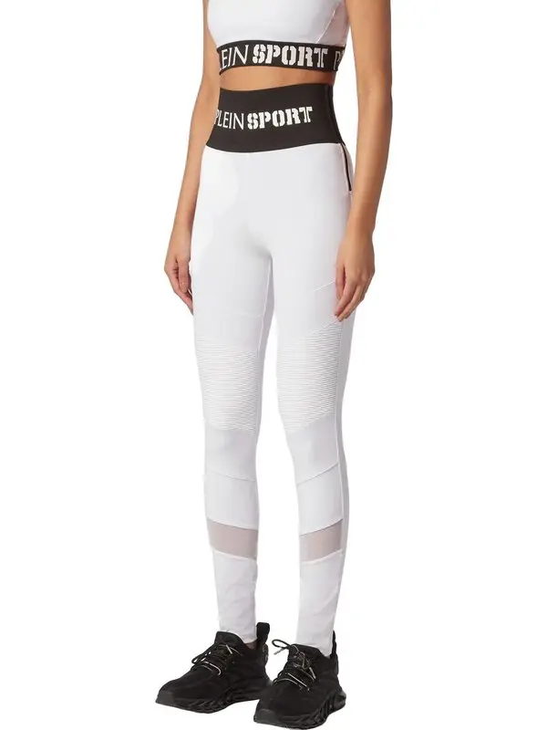 PLEIN SPORT Leggings With Mesh Insets - White