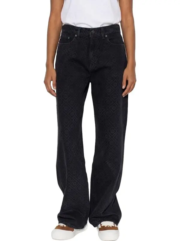 Casablanca Monogrammed Wide-leg Jeans - Black