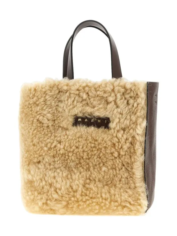 Marni Shearling Tote Bag - White