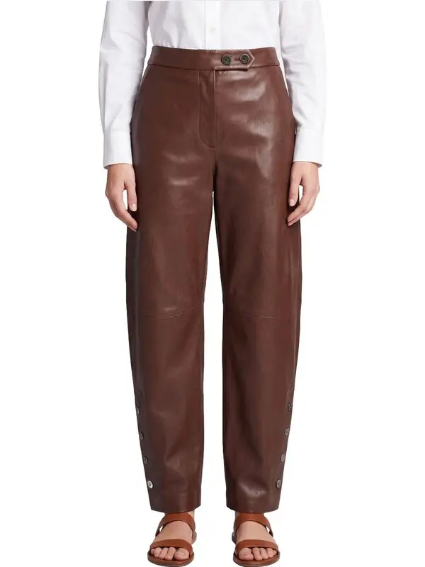 Sportmax Wide-leg Baggy Leather Trousers - Brown
