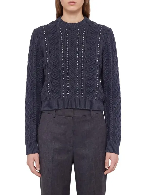 JIL SANDER Embellished Wool Jumper - Blue 2