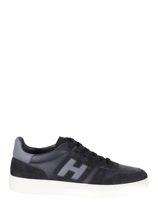 Hogan H668 Hammered And Suede Calfskin Sneakers - Blue