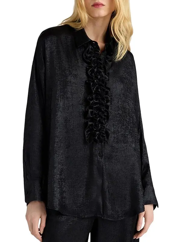 Momoni Ruffled Shirt - Black