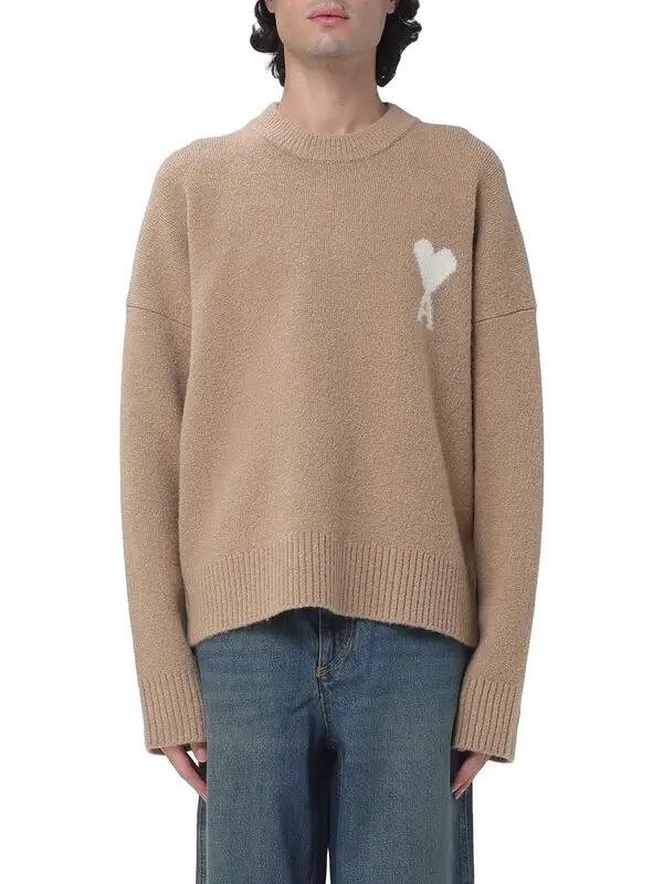AMI Paris Wool And Alpaca Crewneck Jumper - Beige