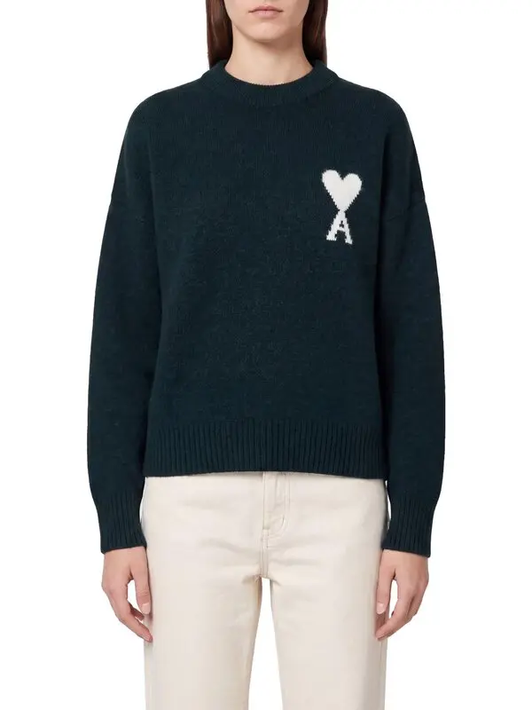 AMI Paris Crew Neck Sweater - Green