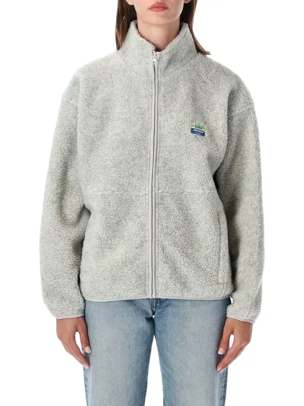 American Vintage Cropped Fleece Jacket With High Neck And Zip Closure - Ice