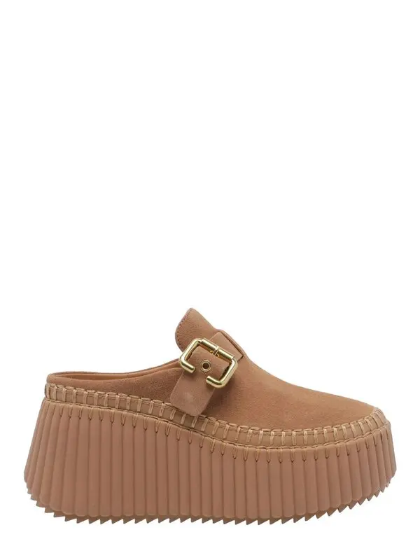 Chloé Heeled Mules With Buckle Detail - Brown