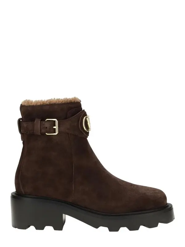 Valentino Garavani Buckled Ankle Boots - Ebony