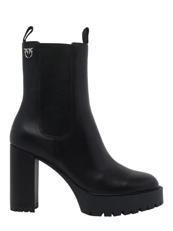 Pinko Leather Platform Chelsea Boots - Black