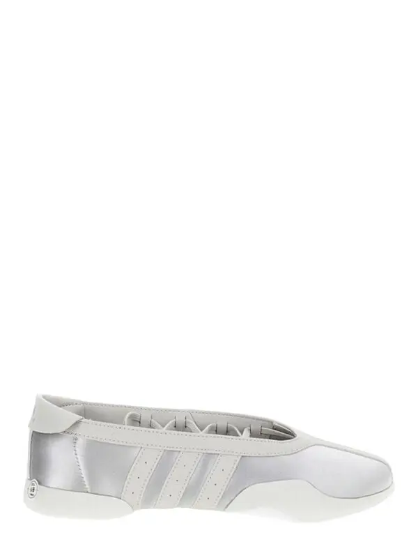 ADIDAS ORIGINALS Taekwondo Mei Satin Ballet Flats With Tie-up Ribbons And 3-stripes Logo - Silver