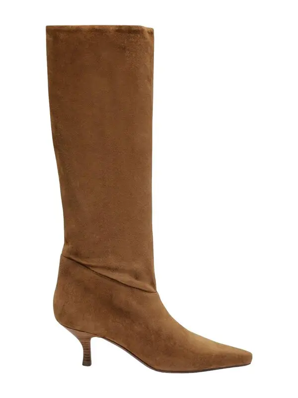 Paris Texas Suede Knee-high Stiletto Boots - Burnt