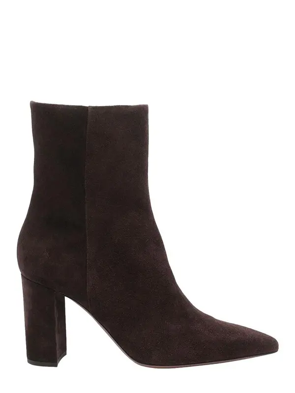 Paris Texas Pointed Toe Zip Up Ankle Boots - Brown