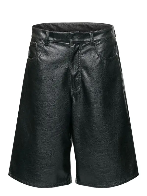 MAISON MARGIELA Faux Leather Bermuda Shorts - Black