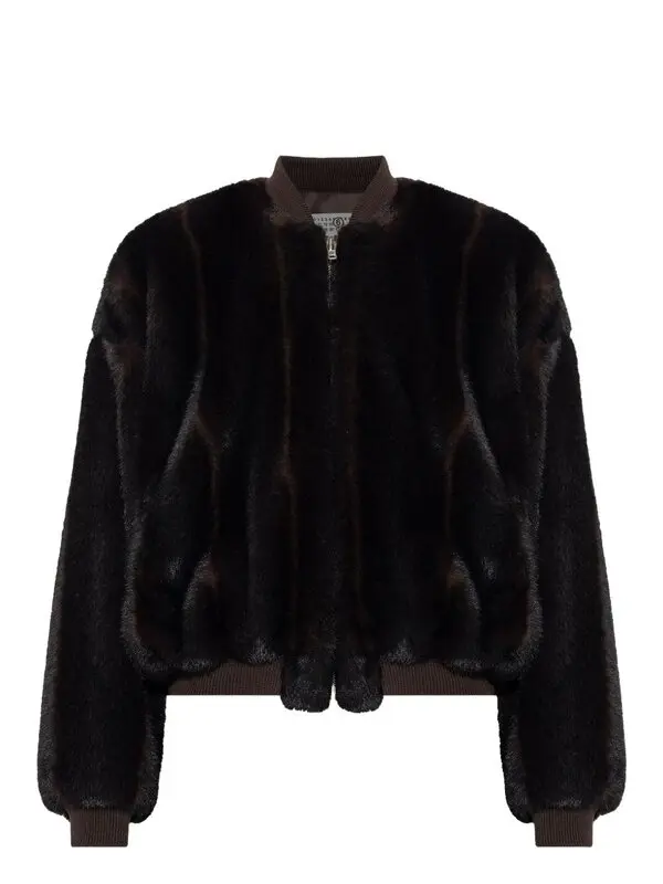 MAISON MARGIELA Faux Fur Bomber Jacket - Brown