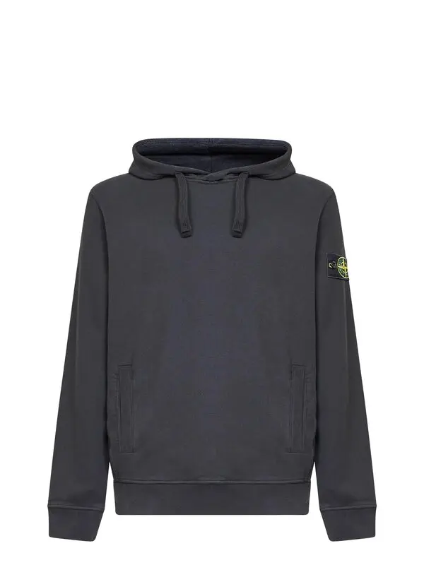 Stone Island Cotton Hoodie With Logo Patch - Black