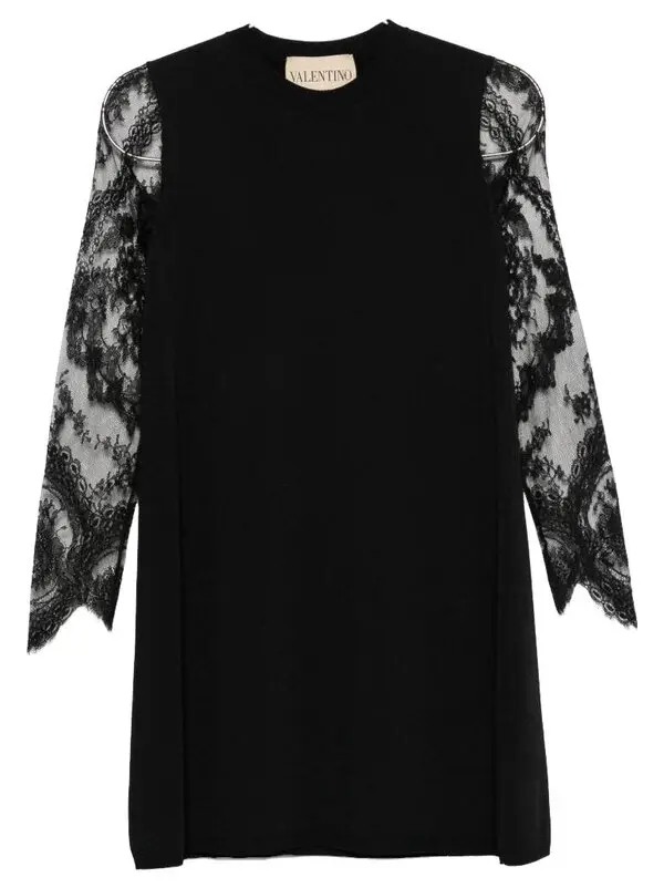 Valentino Garavani Lace Detail Mini Dress - Black