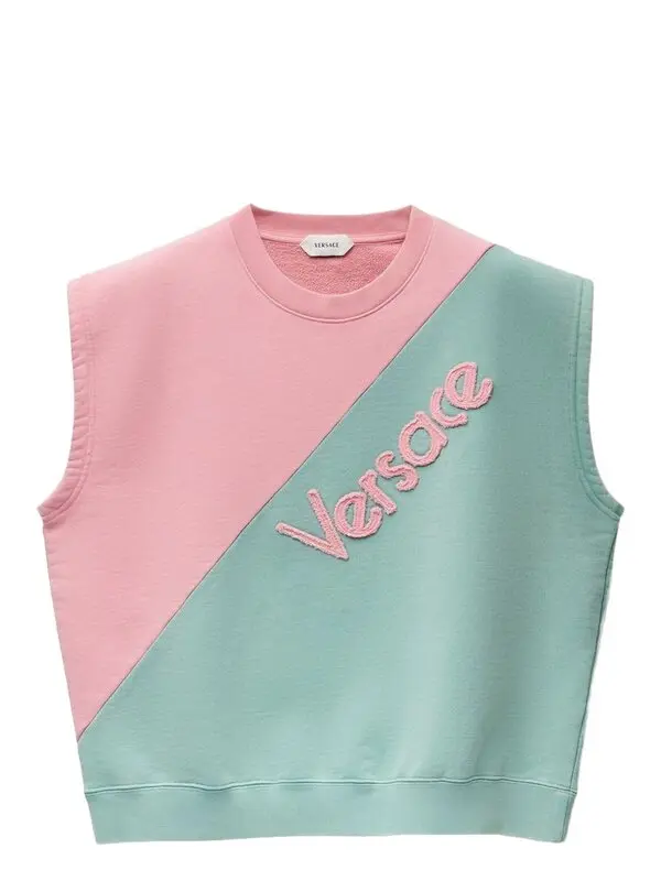Versace Logo Cotton Tank Top - Pink