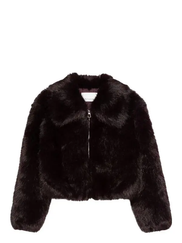 THE FRANKIE SHOP Faux Fur Mini Jacket - Dark Plum