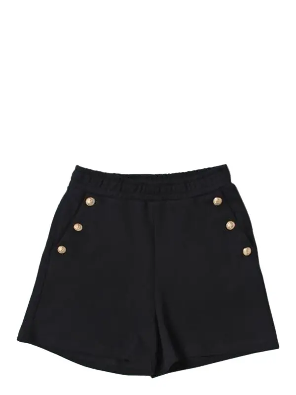 Balmain Knit Mini Shorts With Button Detail - Black