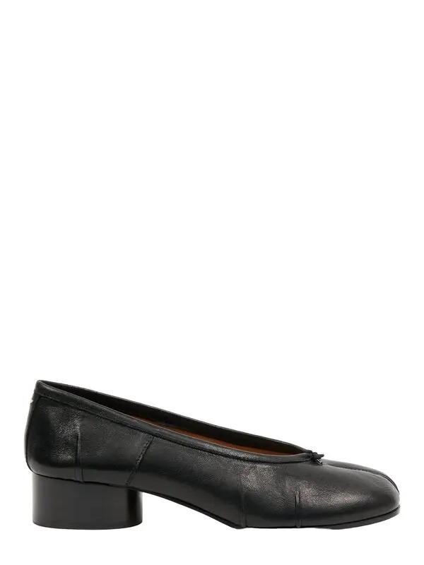 MAISON MARGIELA Tabi Mini Ballet Flats With Distressed Finish, 3.5 Cm Heel - Nero
