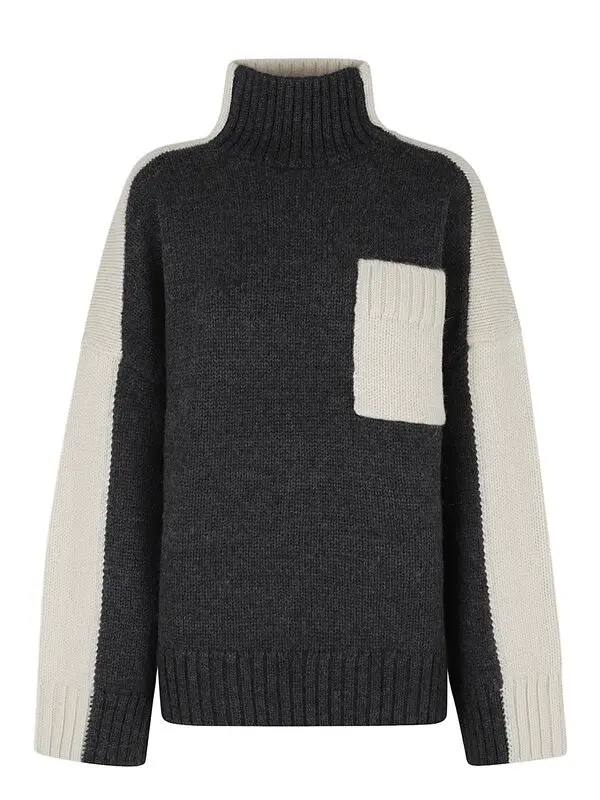 JW Anderson Two-tone High Neck Pocket Jumper - Grey