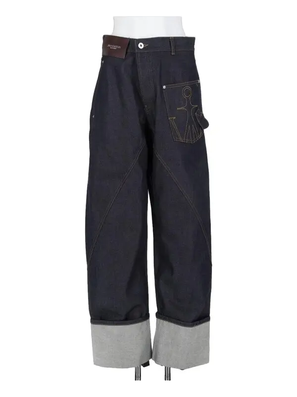 JW Anderson Wide-leg Denim Jeans With Oversized Patch Pocket - Azure