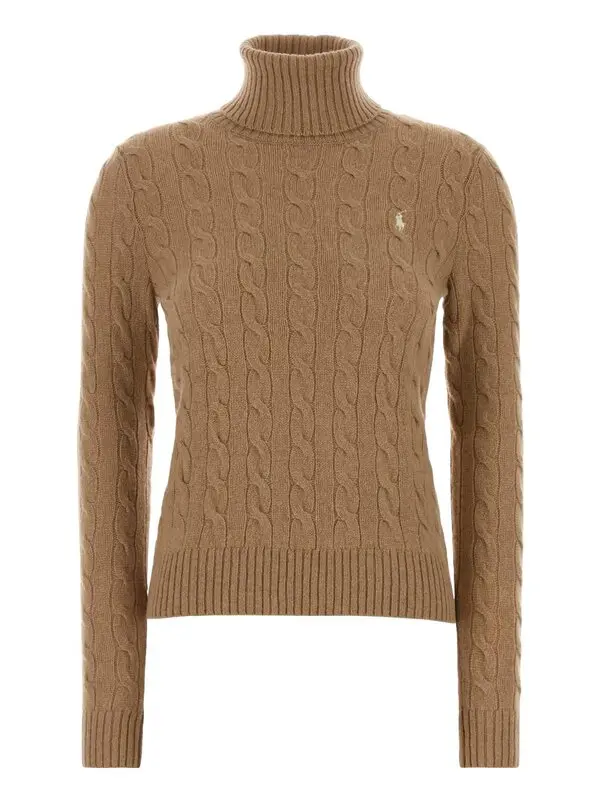 Polo Ralph Lauren Wool-cashmere Blend Cable Knit Turtleneck Sweater - Camel