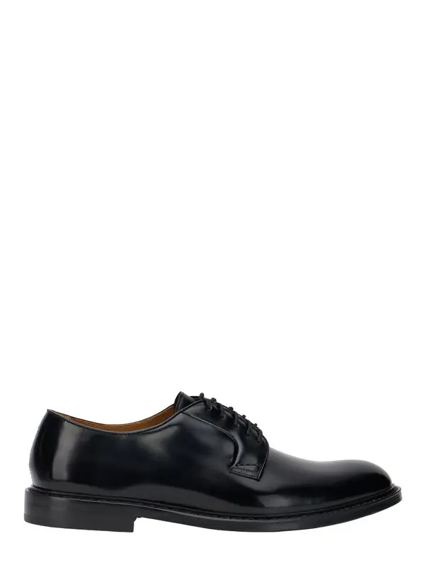 DOUCAL'S Shiny Leather Lace-up Formal Shoes - Black