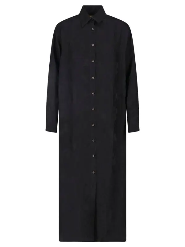 UMA WANG Long Sleeve Button-front Shirt Dress - Black