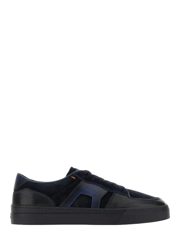 Santoni Leather Sneakers - Navy