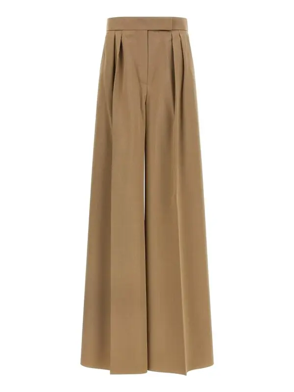 Max Mara Pleated Wide-leg Wool Trousers - Hazelnut