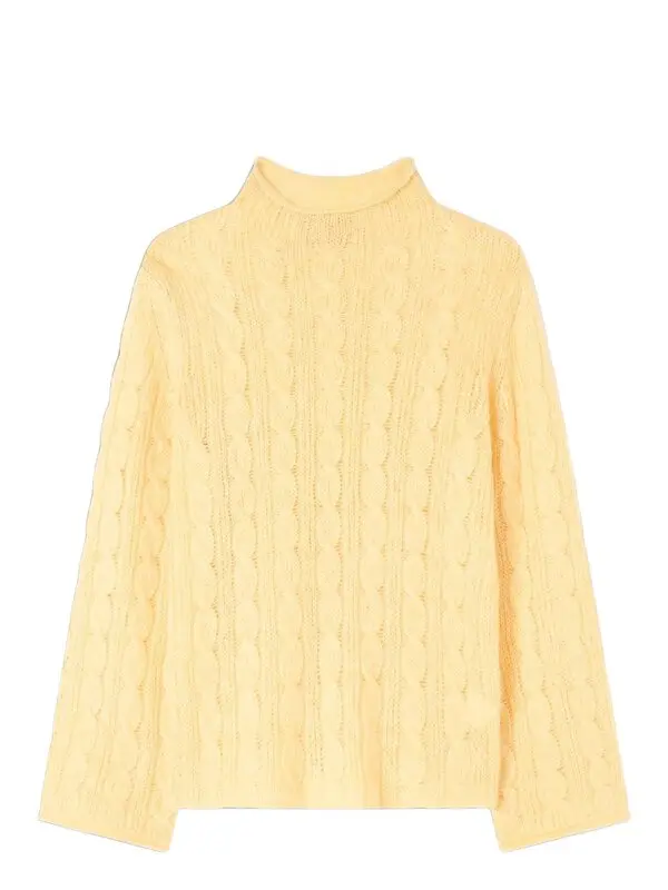 Guest In Residence Open Cable Turtleneck Sweater - Giallo