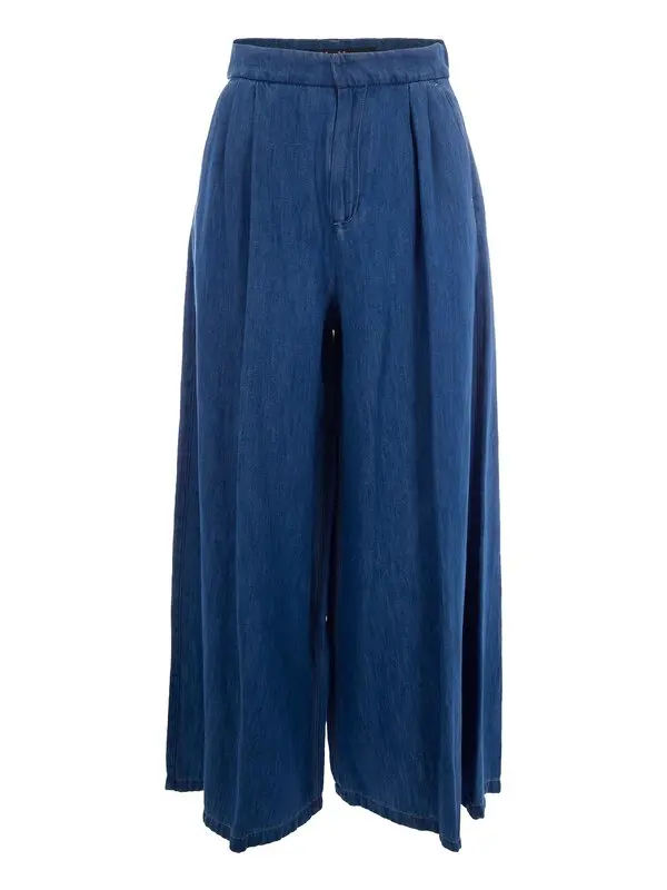 Max Mara High-waist Wide-leg Pleated Denim Pants - Blu Notte